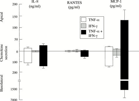 Interferon γ induces differential upregulation of α and β chemokine secretion in colonic