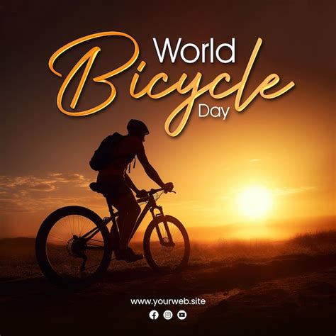 Premium Psd A Poster For World Bicycle Day With A Man Riding A Bicycle