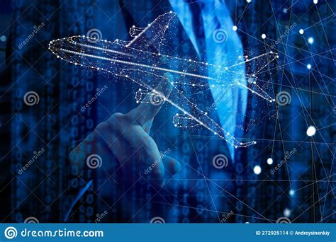 Jet Engine Augmented Reality Hologramm Specialists Work In Technological Plane Development