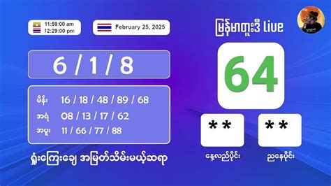 2 24 2025 ညနေပိုင်း တိုက်ရိုက်ထုတ်လွှင့်မှု‌ 2nd 2dlive Ahkyan Live 2dmyanmar Lotterylive