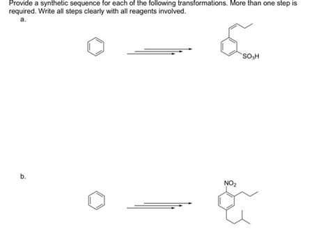 solved provide a synthetic sequence for each of the