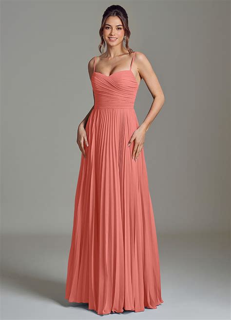 Azazie Catie Salmon Pink Chiffon Bridesmaid Dresses Azazie