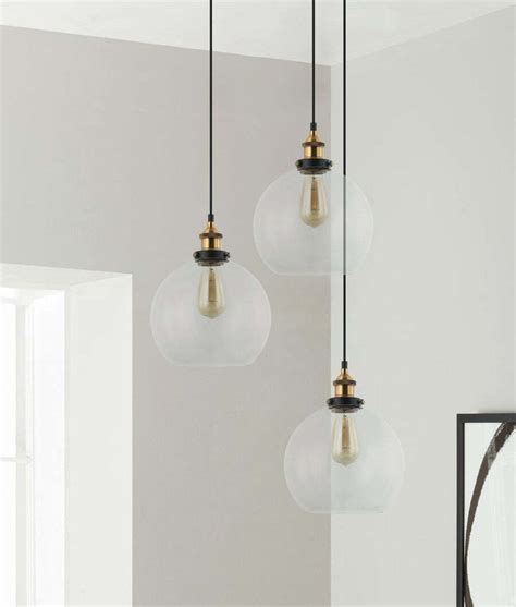 Pesini Wine Glass Pendant Lights With Antique Brass Clear Glass