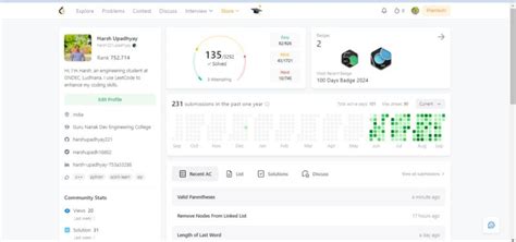 Harsh Upadhyay On Linkedin 100daysofcode Dsa Geeksforgeeks Leetcode Learningjourney Coding
