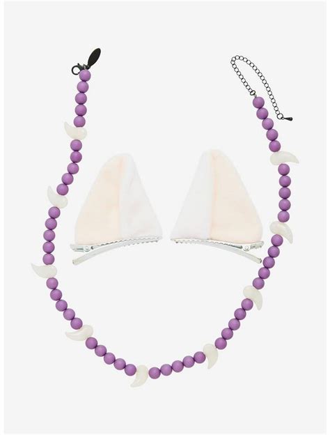 Inuyasha Ears Hair Clip And Necklace Set Boxlunch Exclusive Boxlunch Ear Hair Necklace Set