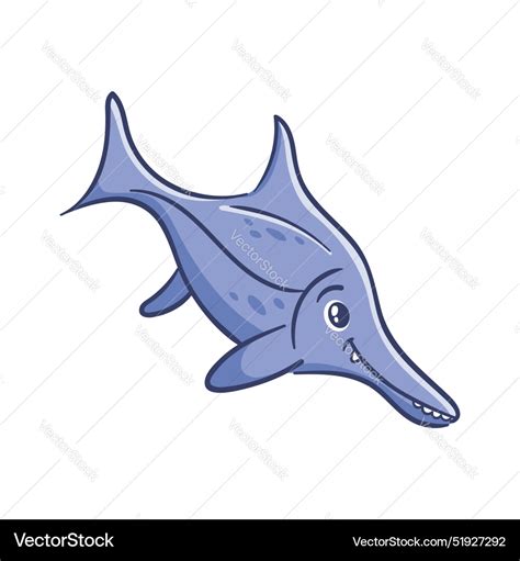 Cute Ichthyosaur In Asian Kawaii Style Dinosaur Vector Image