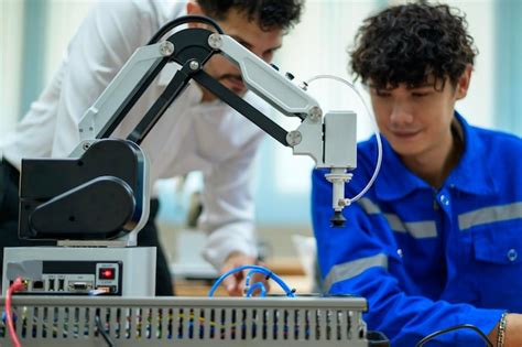 Premium Photo Trainee Robotics Engineer Learning With Programming And
