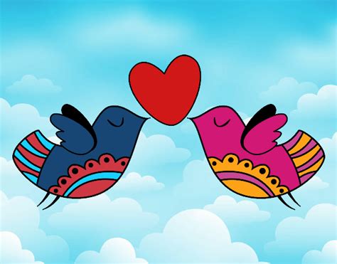 Dibujo de pajaritos enamorados pintado por en Dibujos net el día 10 02