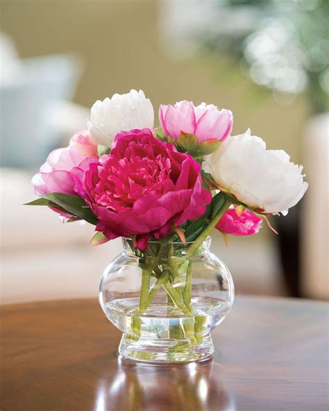 Large Peony Silk Flower Centerpiece In Mixed Mauve Pink Designed In Crystal Clear Acrylic Water