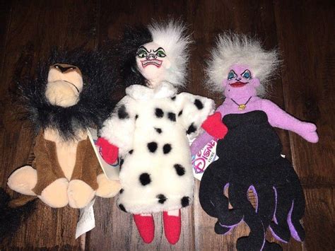 Disney Bean Bag Plush Lot Of 3 Villains Scar Cruella De Vil And