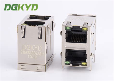 10 100 Base 2x1 Offset Magnetic Network Connector Stacked Rj45 Modular Jack