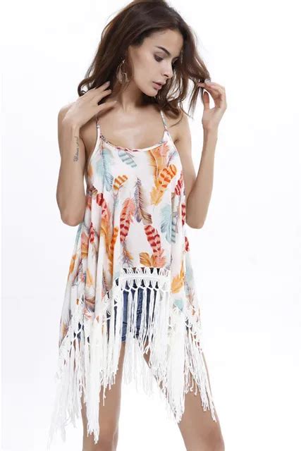 Beach New Summer Women S Fringed Tassels Chiffon Dresses Femme Beach Clothing Women Sexy