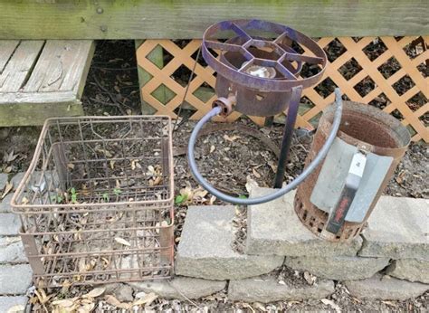 Metal Framed Propane Burner Chimney Starter Vintage Metal Milk Crate