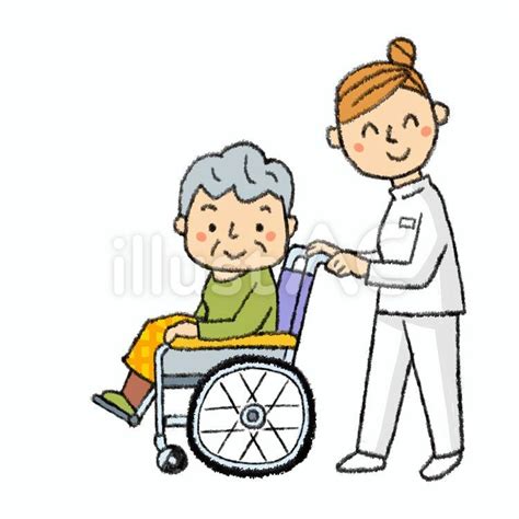 車椅子のおばあちゃんと看護師イラスト No 2566931／無料イラストフリー素材なら「イラストac」