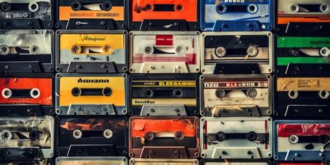 Premium Ai Image A Stack Of Colored Cassette Tapes 90s Retro Concept