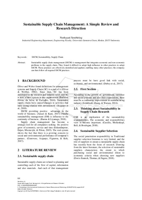 Pdf Sustainable Supply Chain Management A Simple Review And Research