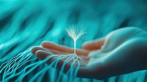 A Delicate Tree Sprouts From A Hand Symbolizing Growth And Connection