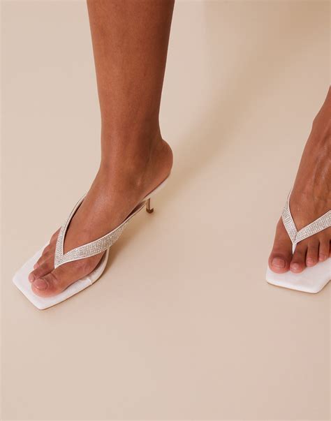 Buy Nelly Glamorous Thong Heel White
