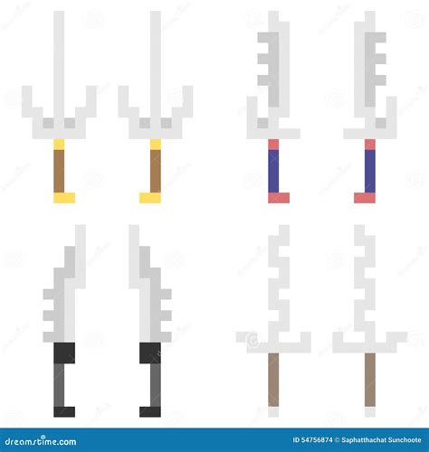Illustration Pixel Art Icon Dagger Stock Vector Illustration Of Knife