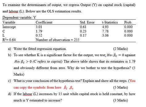 Solved To Examine The Determinants Of Output We Regress