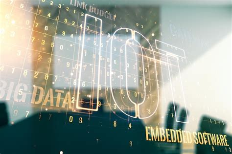 Premium Photo Abstract Virtual Iot Hologram On A Modern Boardroom Background Internet Of