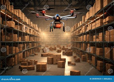 Drone Scanning Barcodes For Inventory Tracking Stock Image