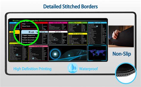 Birsukl Linux Keyboard Shortcuts Mouse Pad Extended Large Cheat Sheet Mousepad