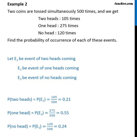Example Two Coins Are Tossed Simultaneously Times
