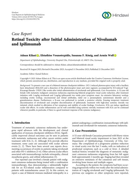 Pdf Retinal Toxicity After Initial Administration Of Nivolumab And