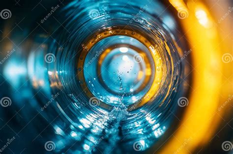 The Perspective Of Dynamic Water Flow In An Industrial Pipe System From Various Angles Stock