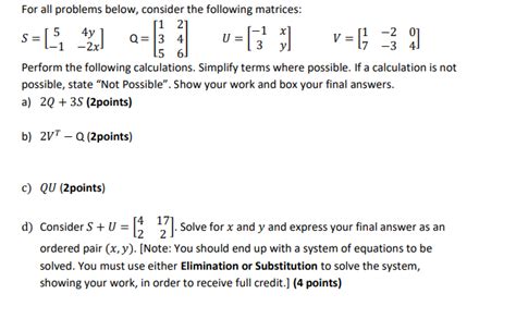 Solved For All Problems Below Consider The Following Chegg