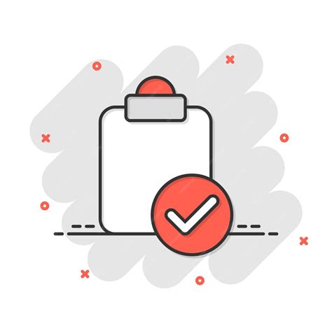 Premium Vector Document Checkbox Icon In Comic Style Test Cartoon Vector Illustration On White