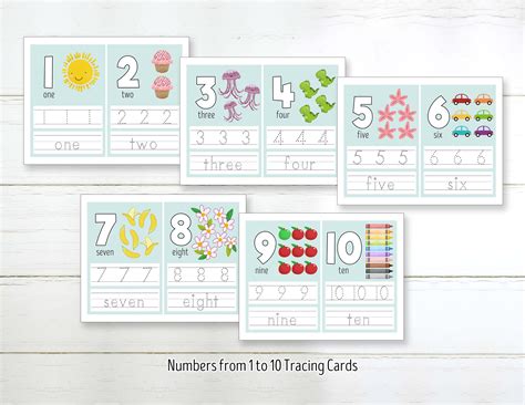 Printable Numbers 1 To 10 Tracing Flashcards Math Worksheets Preschool