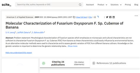 Molecular Characterization Of Fusarium Oxysporum F Sp Cubense Of Banana