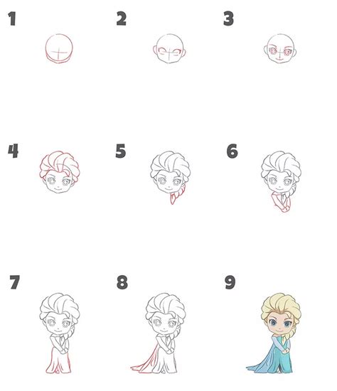 دو روش برای آموزش کشیدن نقاشی السا دخترانه ساده، قدم به قدم و تصویری