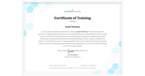 Successfully Completed The Digital Marketing Training From Internshala