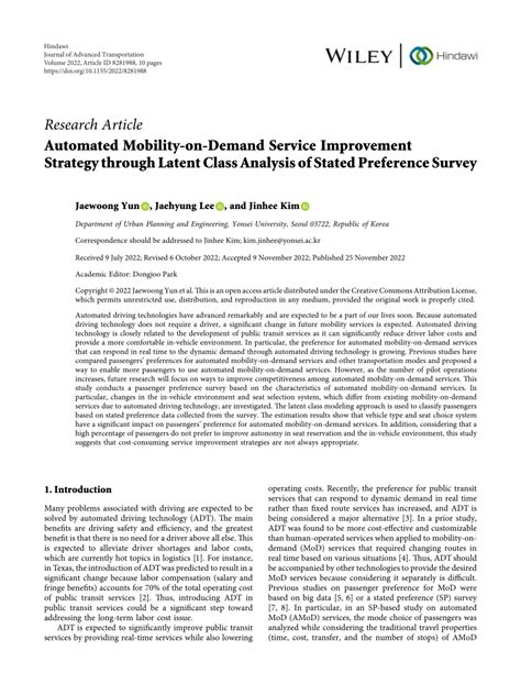 Pdf Automated Mobility On Demand Service Improvement Strategy Through