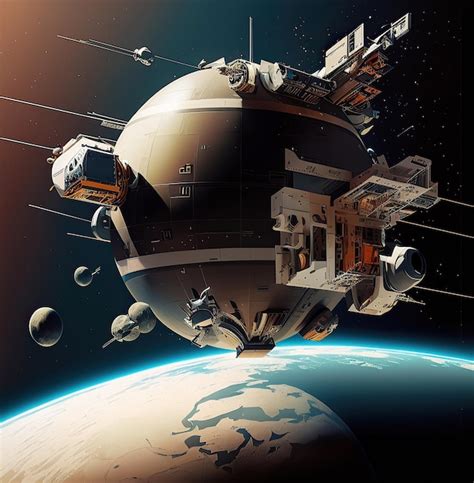 Premium Ai Image Ai Generated Illustration Satellite Orbits The Earth In Space