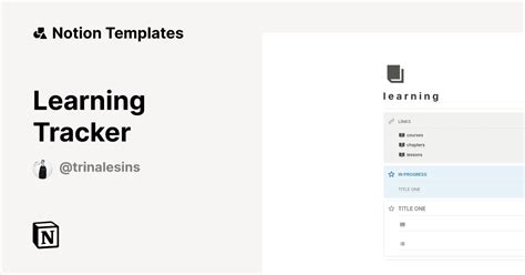 Learning Tracker Template By Trinalesins Notion Marketplace