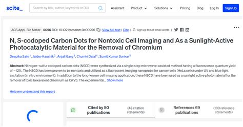 N S Codoped Carbon Dots For Nontoxic Cell Imaging And As A Sunlight