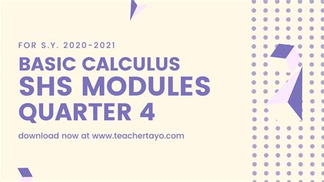 Basic Calculus Senior High School Learning Modules Quarter 4 Free Download Teacher Tayo