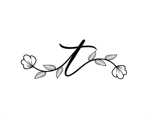 Letter T With Leaf And Flower Decoration 12464096 Vector Art At Vecteezy
