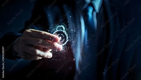 Cybersecurity Privacy Data Protection Concept Businessman Holding Key Protect Business And