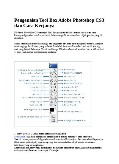 Pengenalan Tool Box Adobe Photoshop Cs3 Dan Cara Kerjanya