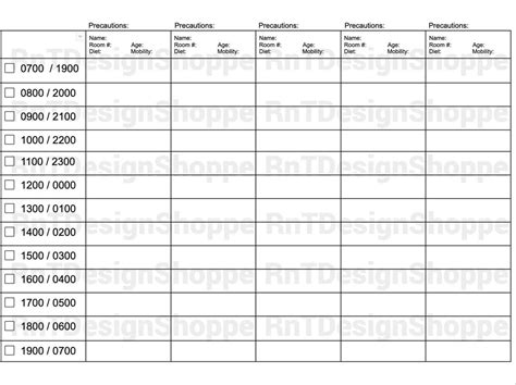 Nursing Hourly To Do Nurse Shift Planner 5 Patients Med Surge Nurse Charting Nurse Shift