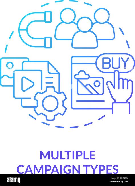Multiple Campaign Types Blue Gradient Concept Icon Stock Vector Image