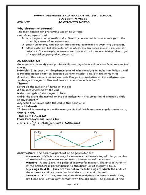 Ac Circuits Notes Pdf Transformer Inductor