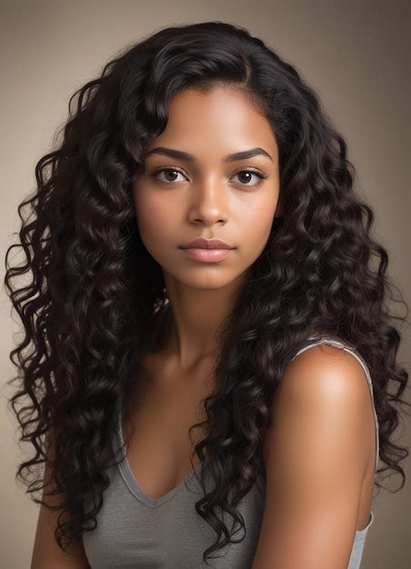 Premium Photo A Young African American Woman With Long Curly Black