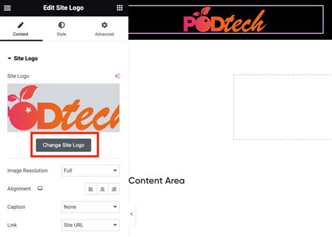 adding a logo to an elementor menu podtech