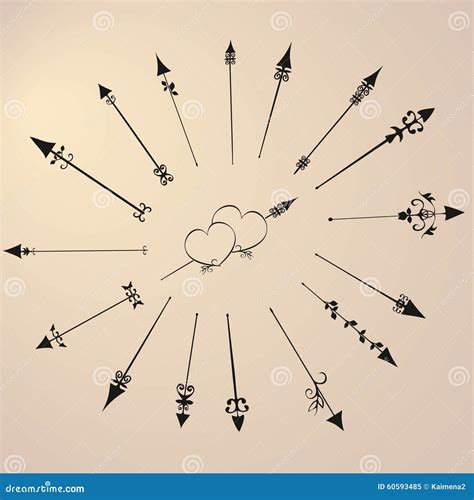 Set Of Vintage Decorative Arrows Vector Decorative Elements For Page
